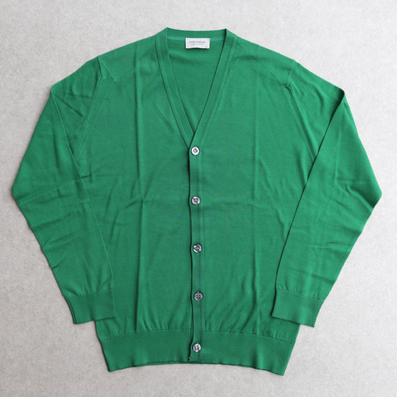 JOHN SMEDLEY WYATT CARDIGAN Sea Island Cotton Scotch Green – by CITRON